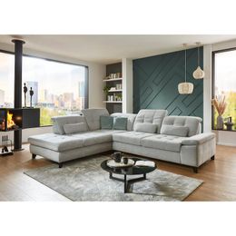 Die PlanBar Ecksofa &raquo;MP-IN18012 L-Form mit Federkern-Polsterung&laquo; Sitztiefenverstellung, optional Kopfteilverstellung & Schlaffunktion 100% Polyester B