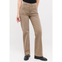 Angels Damen Angels Stretch-Jeans &raquo;LARA&laquo; weite Passform, aus Baumwollmischung, mit Metallrei&szlig;verschluss beige 40, L&auml;nge 28