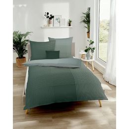 Kaeppel Bettw&auml;sche &raquo;MASTER 100% Baumwolle&laquo; 2 Stk. mit Karomuster, Markenrei&szlig;verschluss gr&uuml;n Mako-Satin, Obermaterial: 100% Baumwolle B/L: 135cm x 200cm, 1 Stk
