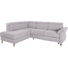 Sit & More sit&more Ecksofa &raquo;Arngast L-Form&laquo; inklusive Kopfteilverstellung und Federkern silber B/H/T: 245cm x 84cm x 194cm, Struktur weich, Ottomane links,mit 