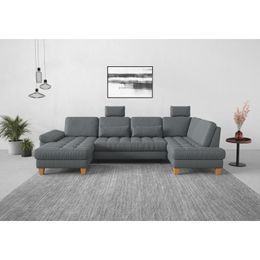 Sit & More sit&more Wohnlandschaft &raquo;Westham U-Form&laquo; wahlweise mit Schlaffunktion, Bettkasten, Sitztiefenverstellung grau 100% Polyester B/H/T: 338cm x 88cm x 