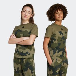 Jungen T-Shirt "SEASONAL ESSENTIALS CAMO BAUMWOLL- KIDS", gr&uuml;n, Gr. 140, adidas Sportswear, Obermaterial: 100% Baumwolle, Shirts