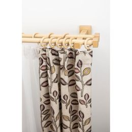 Garesa Gardinenstange &raquo;CUBUS&laquo; &Oslash; 20 mm 2 l&auml;ufig-l&auml;ufig Wunschma&szlig;l&auml;nge Vorhanggarnitur, verl&auml;ngerbar, Endkappe, mit Ringe beige Holzwerkstoff B/L: 360cm
