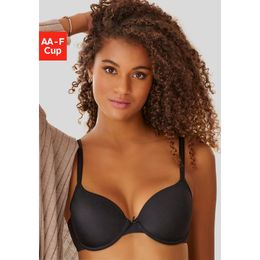 Lascana Damen Lascana Schalen-BH &raquo;, T-Shirt-BH, B&uuml;gel-BH, Ela - perfect basic&laquo; aus seidiger Microfaser, bequemer BH, gro&szlig;e Gr&ouml;&szlig;en schwarz 90, Cup C