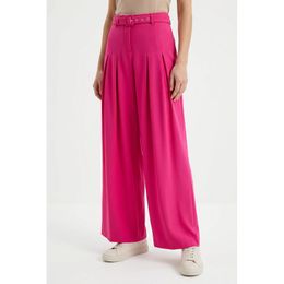 bonprix Damen bonprix Bundfaltenhose lockerer Schnitt, mit Elasthan-Anteil, inklusive G&uuml;rtel 42, N-Gr