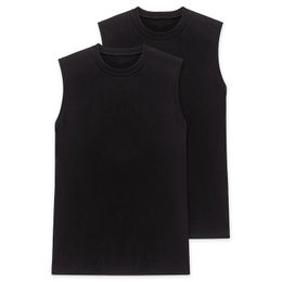 Schiesser Herren Achselhemd &raquo;Essentials&laquo; &auml;rmellos, Doppelpack, Rundhalsausschnitt, Baumwolle schwarz XL, N-Gr