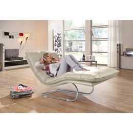 W.Schillig Relaxliege &raquo;daily dreams&laquo; in Waffelkissen-Optik, wahlweise mit Motor, Freischwingergestell grau Longlife Xtra-Leder Z59: Glattleder mit 