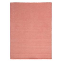 CarpetFine Wollteppich &raquo;Gabbeh Lola Uni&laquo; rechteckig 14 mm H&ouml;he mit nat&uuml;rlichem Pflanzenmaterial von Hand gewebt, auch in Rund rosa Wolle B : 60cm 1 