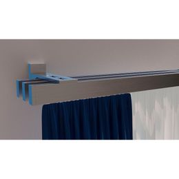Indeko Gardinenstange &raquo;Bern&laquo; 3 l&auml;ufig-l&auml;ufig Wunschma&szlig;l&auml;nge Innenlauf Komplett-Set inkl. Gleitern und Montagematerial silber Aluminium B/L: 220cm, 1 