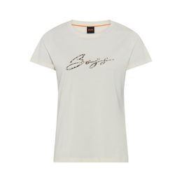 BOSS Orange Damen BOSS Orange T-Shirt &raquo;Elove Premium Damenmode&laquo; mit Stickerei, Slim Fit beige L