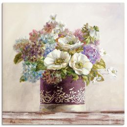 Artland Wandbild &raquo;Anemonen in Auberginer Hutschachtel&laquo; Blumen 1 Stk. tlg. als Leinwandbild, Poster in verschied. Gr&ouml;&szlig;en lila Leinwand B/H/T: 50cm x 50cm, 