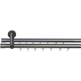 Indeko Gardinenstange &raquo;Consul&laquo; &Oslash; 16 mm 1 l&auml;ufig-l&auml;ufig Wunschma&szlig;l&auml;nge Innenlauf Komplett-Set inkl. Gleitern und Montagematerial silber Aluminium B/L: 