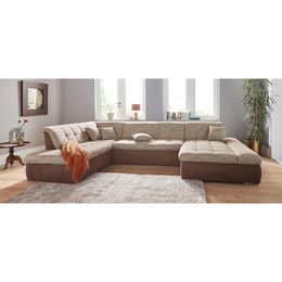 DOMO collection Wohnlandschaft &raquo;PB MORIC wahlweise mit Bettfunktion und Armteilverstellung U-Form&laquo; XXL-Format B/T/H: 353/216/80 cm, feine Steppung, 