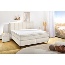 Jockenh&ouml;fer Boxspringbett &raquo;Isabella, in 160x200cm oder 180x200 cm, H&auml;rtegrade w&auml;hlbar&laquo; inkl. 7-Zonen-TTFK-Matratze und Kaltschaumtopper beige Bezug Bett: Chenille