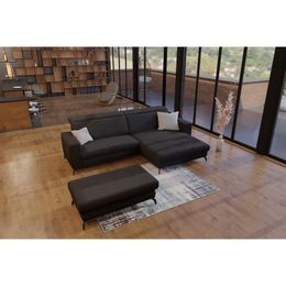 Sit & More sit&more Ecksofa &raquo;Bolero L-Form&laquo; grau 100% Polyester B/H/T: 290cm x 88cm x 178cm, Luxus-Microfaser Euphoria, Recamiere rechts,mit Kopfteilverstellung,