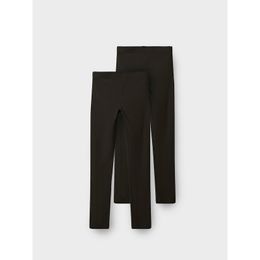 name it M&auml;dchen Leggings &raquo;NKFVIVIAN 2P LEGGING L NOOS&laquo; unifarben, casual, sehr schmal, Baumwollmischung, Jersey schwarz 122/128, N-Gr