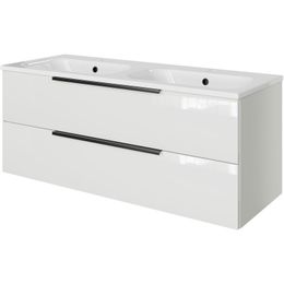 Badm&ouml;bel-Set &raquo;Mineralmarmor-Waschtisch mit Waschtischunterschrank&laquo; 2 Stk. tlg. wei&szlig; Holzwerkstoff B/H/T: 121cmcm x 50cmcm x 46cmcm