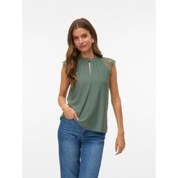 V&eacute;ro Moda Vero Moda Damen Spitzentop &raquo;VMMILLA SL LACE TEE&laquo; Materialmix, regular fit gr&uuml;n M