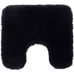 G&ouml;zze Badematte &raquo;&raquo;DELUXE&laquo;&laquo; rutschhemmend beschichtet fu&szlig;bodenheizungsgeeignet mit extra hohem Flor grau Polyester WC-Vorlegermit Ausschnitt, 1 Stk.