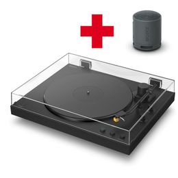 Sony Plattenspieler &raquo;PS-LX5BT Plattenspieler + SRS-XB100 Bluetooth-Lautsprecher&laquo; Vollautomatik, Riemenantrieb, Tonabnehmer, Hi Res Wi, Phono Vorv. schwarz 