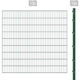 Arvotec Einstabmattenzaun &raquo;ESSENTIAL 180 zum Aufschrauben&laquo; Zaunh&ouml;he 180 cm, Zaunl&auml;nge 2 - 60 m gr&uuml;n Kunststoff, Stahl H/L: 180cm x 26m, Pfosten: 14 Stk.