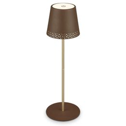 Briloner Leuchten LED Tischleuchte &raquo;KIKI&laquo; LED-Modul 1 Stk. Warmwei&szlig; mit Akku, h&ouml;henverstellbar, RGB, USB-C, warmwei&szlig;, IP44, wei&szlig;, 38 cm braun 1, &Oslash; 12cm H: 38cm, 1 Stk.