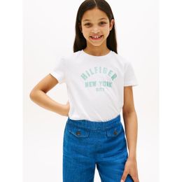 Tommy Hilfiger M&auml;dchen T-Shirt &raquo;HILFIGER GRAPHIC T-SHIRT&laquo; f&uuml;r Kinder bis 16 Jahre, mit gro&szlig;em Druck wei&szlig; 6 (116)