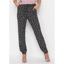 bonprix Damen bonprix Schlupfhose &raquo;Schlupfhose aus reiner Viskose&laquo; aus Viskose, elastischer Bund, lockere Passform, eleganter Stil schwarz-wei&szlig; 42, N-