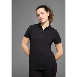 Kangaroos Damen Kangaroos Poloshirt Kurzarm, unifarben, Polokragen, aus Baumwolle, gro&szlig;e Gr&ouml;&szlig;en schwarz 48/50