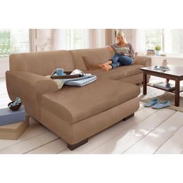 Home Affaire Ecksofa &raquo;Nika zeitlos und elegant, L-Form&laquo; wahlweise mit Bettfunktion, auch in Cord braun Primabelle-Microfaser (100% Polyester);Struktur