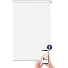 SUNLINES Elektrisches Rollo &raquo;Akkurollo Upcycling appgesteuert, blickdicht, &laquo; blickdicht ohne Bohren appgesteuert via Bluetooth wei&szlig; Kunststoff, Metall