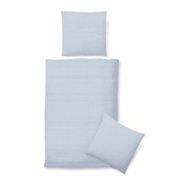 Biberna Bettw&auml;sche &raquo;Romy&laquo; 2 Stk. feine Streifen in Uni-Optik und kochfest blau Seersucker, Obermaterial: 100% Baumwolle B/L: 135cm x 200cm, 1 Stk., 1 Stk., 