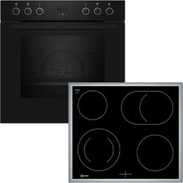 Neff Elektro-Herd-Set &raquo;E1CCD2AK3&laquo; EasyClean CircoTherm auf 3 Ebenen & Br&auml;terzone f&uuml;r gro&szlig;es Bratgeschirr schwarz LED-Display: kontrastreich und gut 
