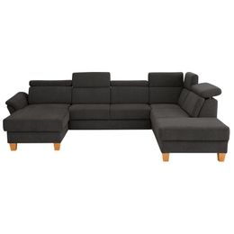 OTTO home Wohnlandschaft &raquo;Conville U-Form&laquo; Kopfteilverstellung wahlweise mit Schlaffunktion und Bettkasten braun 100% Polyester B/H/T: 322cm x 84cm x 