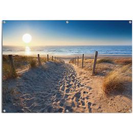 Reinders Poster &raquo;D&uuml;nenweg zum Meer&laquo; leichtes und wasserfestes Gartenposter f&uuml;r den Au&szlig;eneinsatz blau Leinwand B/H/T: 140cm x 100cm x 0,1cm