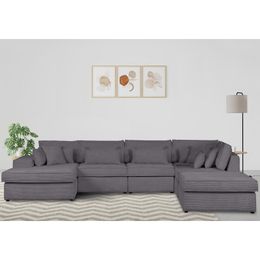 OTTO home Wohnlandschaft &raquo;Florid U-Form&laquo; 6 Teile, bestehend aus Modulen, viele Bezugsqualit&auml;ten, auch in Cord grau Baumwollmix (60% Baumwolle/40% 
