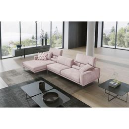 Egoitaliano Ecksofa &raquo;Masu, Design trifft sensationellen Sitzkomfort, Breite 277cm, L-Form&laquo; inkl. 2 Kissenrollen, R&uuml;ckenelemente manuell verstellbar, Metallf&uuml;&szlig;e 