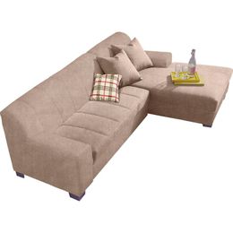 Home Affaire Ecksofa &raquo;Anzio, elegant und gem&uuml;tlich, Breite 239cm, L-Form&laquo; wahlweise mit Bettfunktion beige B/H/T: 239cm x 75cm x 82cm, Microfaser 