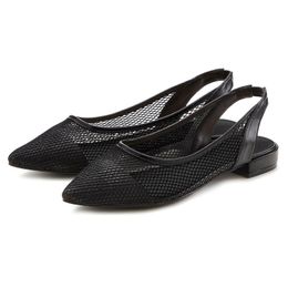 French Connection Damen Ballerina &raquo;Riemchenballerina, Halbschuh, Slipper, Sandale, Sommerschuhe&laquo; mit luftigem Mesh-Einsatz VEGAN schwarz 38
