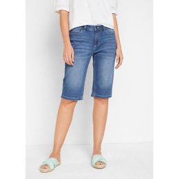 bonprix Damen bonprix Straight-Jeans Slim fit Passform, aus Baumwollmischung, mit Eingrifftaschen blau 56, N-Gr