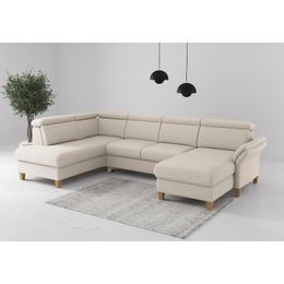 OTTO home Wohnlandschaft &raquo;Glendale, U-Form&laquo; inkl. Kopfteilverstellung, wahlweise mit Vorziehsitz und Bettkasten beige 95% Polyester, 5% Polyamid B/H/T