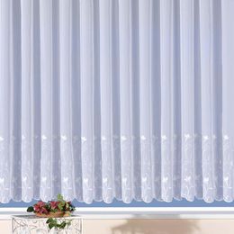 Weckbrodt-Gardinen Gardine &raquo;Turin&laquo; Kr&auml;uselband 1 Stk. tlg. echte Stickerei, Voile, halbtransparent, Bord&uuml;re, Kante, Store wei&szlig; Voile, Obermaterial: 100% Polyester 143cm,