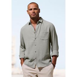Beach Time Beachtime Herren Langarmhemd &raquo;Regular fit&laquo; Langarm, Freizeithemd aus Musselin-Ware beige L (41/42), N-Gr