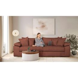 OTTO home Big-Sofa &raquo;Soft&Cosy XL, B: 246 cm - OTTO. Verl&auml;ssliche Qualit&auml;t.&laquo; Mega-Sofa, Cord oder Chenille-Struktur, mit Federkern & 4 Zierkissen braun