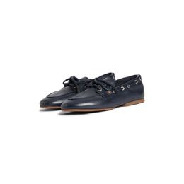 Tommy Hilfiger Damen Bootsschuh &raquo;TH SLEEK LEATHER BOAT SHOE&laquo; Bootsschuh, Businessschuh mit Blockabsatz und &Ouml;sen mit Durchzug 37