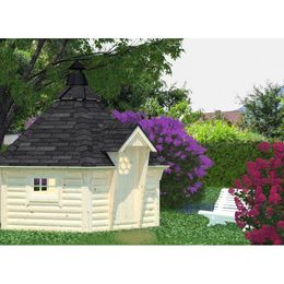 Palmako Grillkota &raquo;Eva&laquo; naturbelassen beige Massivholz Fu&szlig;boden im Gartenhaus, ohne Dacheindeckung