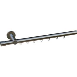 Indeko Gardinenstange &raquo;Consul&laquo; &Oslash; 16 mm 1 l&auml;ufig-l&auml;ufig Wunschma&szlig;l&auml;nge Innenlauf Komplett-Set inkl. Gleitern und Montagematerial silber Aluminium B/L: 