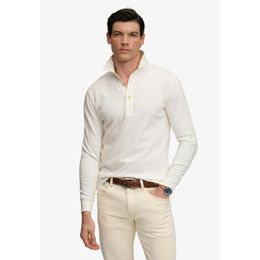 Superdry Herren Langarm-Poloshirt &raquo;CLASSIC RUGBY TOP&laquo; aus Baumwolle und Single Jersey, Relaxed Fit, mit kurzer Knopfleiste wei&szlig; S