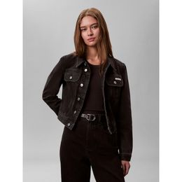 Calvin Klein Jeans Damen Jeansjacke &raquo;CROP 90S&laquo; ohne Kapuze schmale, kurze Passform, used-washed schwarz XXL (46)