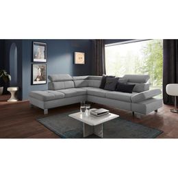 exxpo - sofa fashion Ecksofa &raquo;Fiji, L-Form&laquo; mit Kopf- bzw. R&uuml;ckenverstellung, wahlweise mit Bettfunktion grau Luxus-Kunstleder;Webstoff (100% 